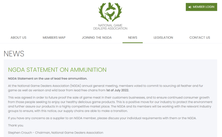 NGDA members selling game meat with high lead levels - Wild Justice